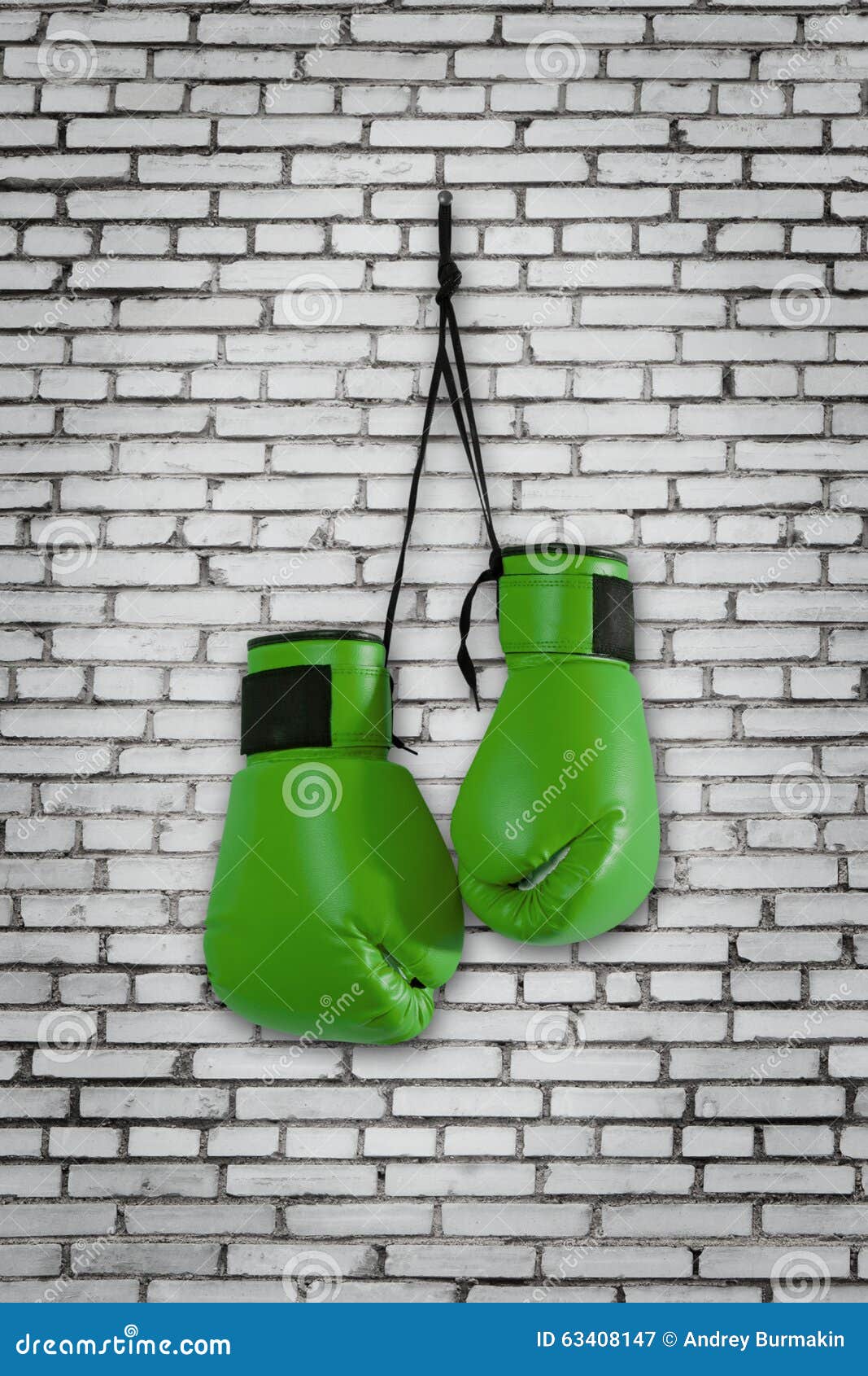 Green Boxing Gloves Hanging on Wall Stock Image - Image of combat ...