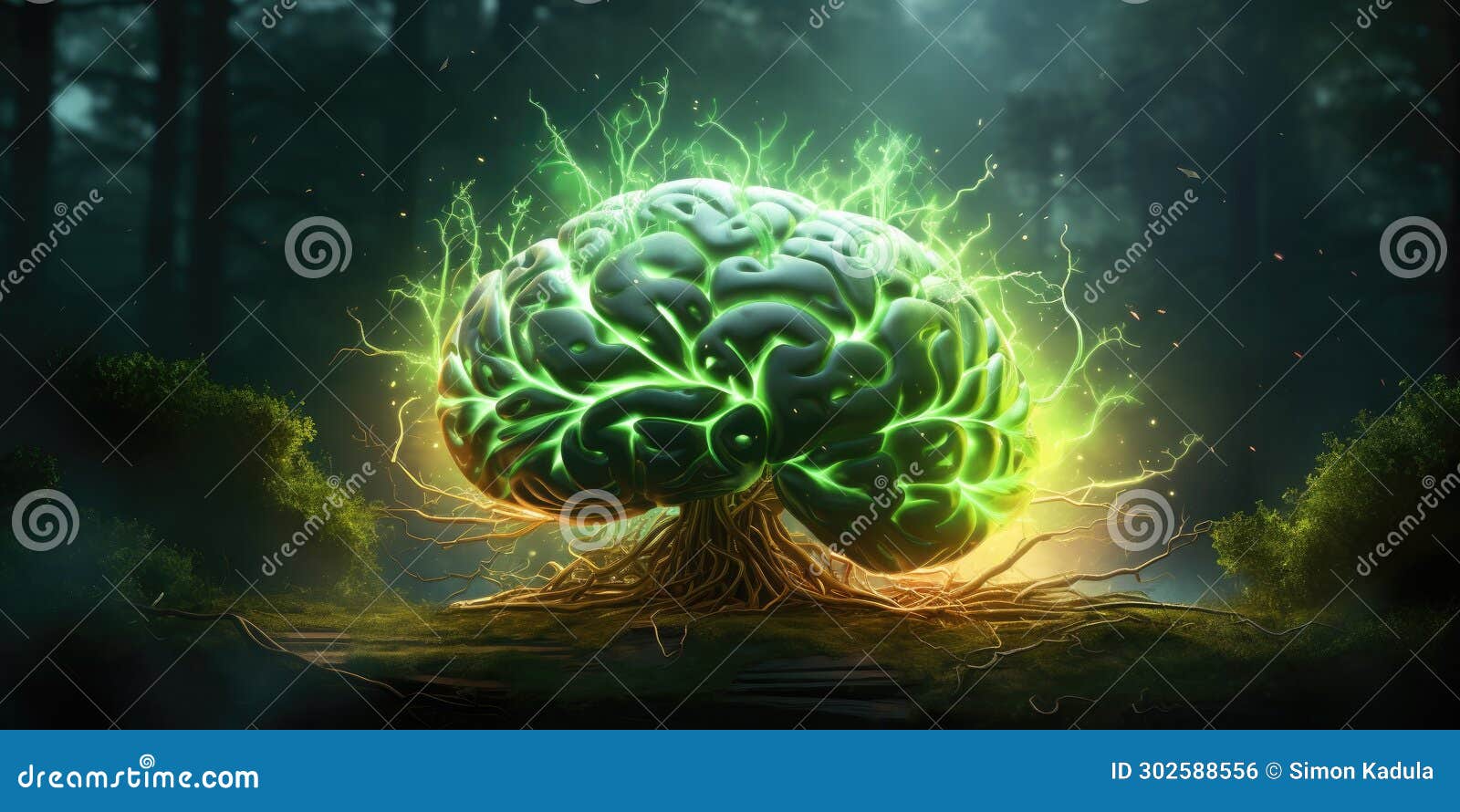 Green Brain As a Tree, Nature Concept Stock Illustration - Illustration ...