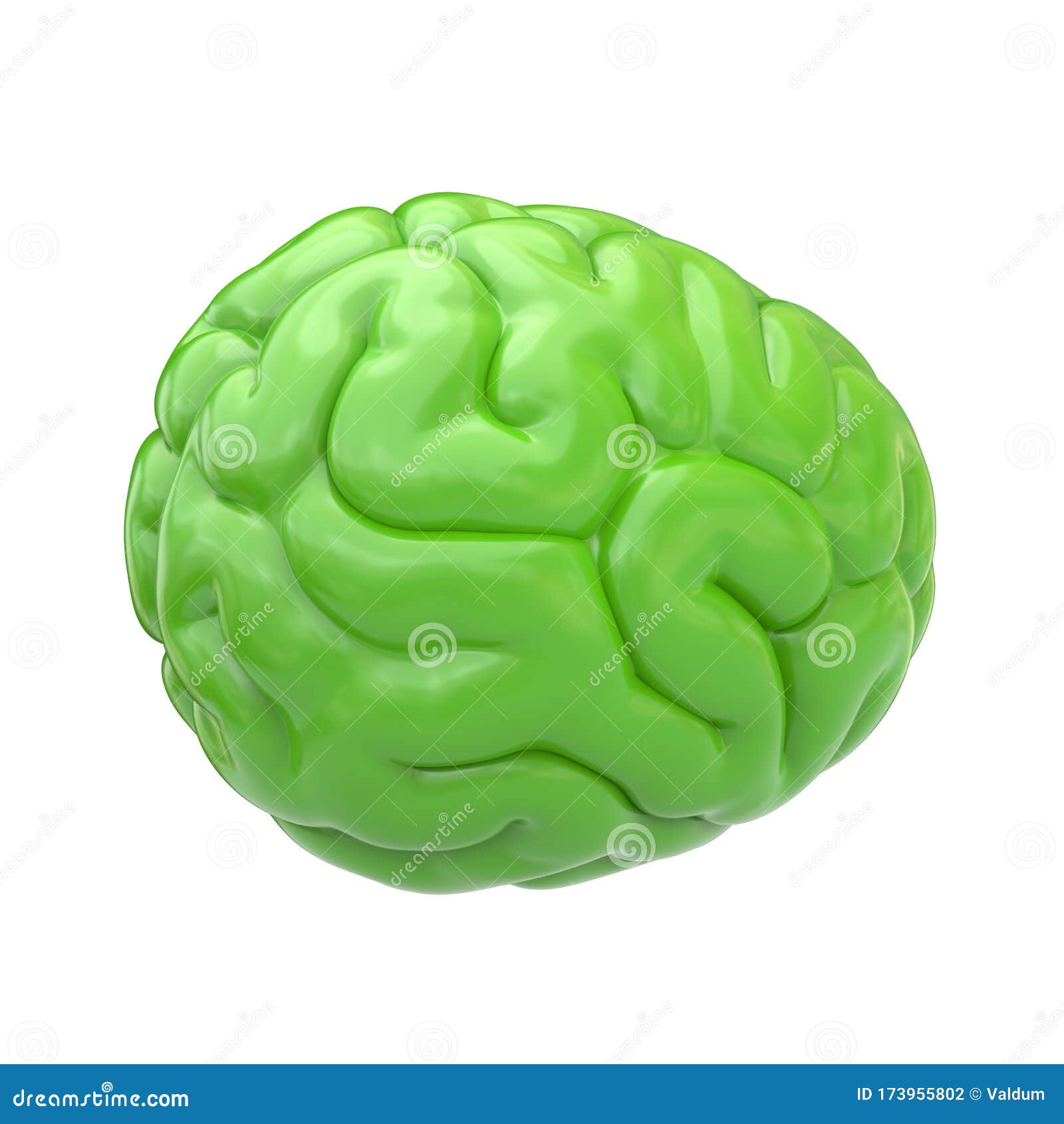 Green Brain Icon 3d Illustration Stock Illustration - Illustration of ...