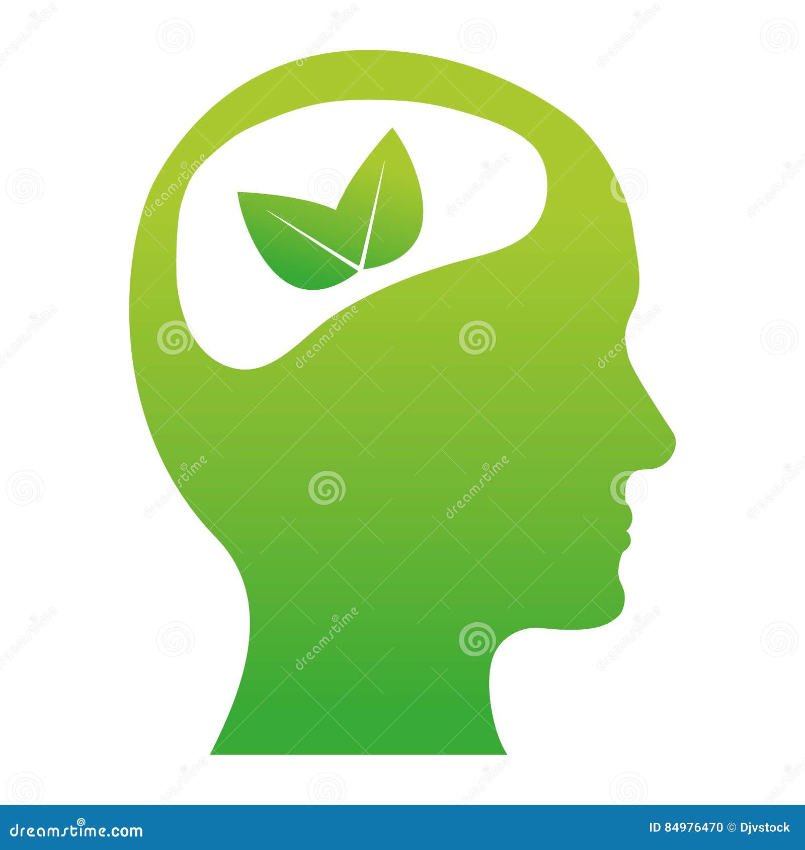 Green Brain Leaves Icon Image Stock Illustration - Illustration of care ...