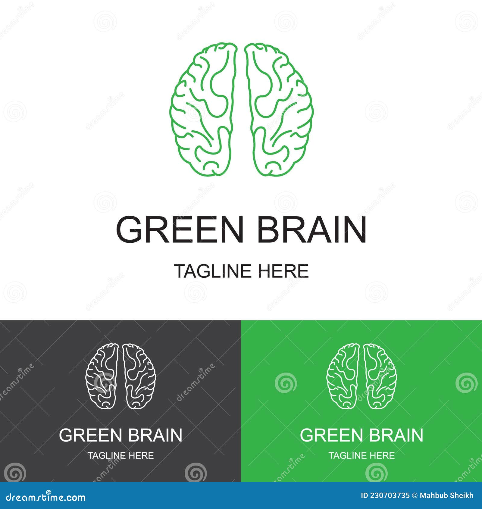 Green Brain Logo Design Template. Green Lover in Mind Nature Stock ...
