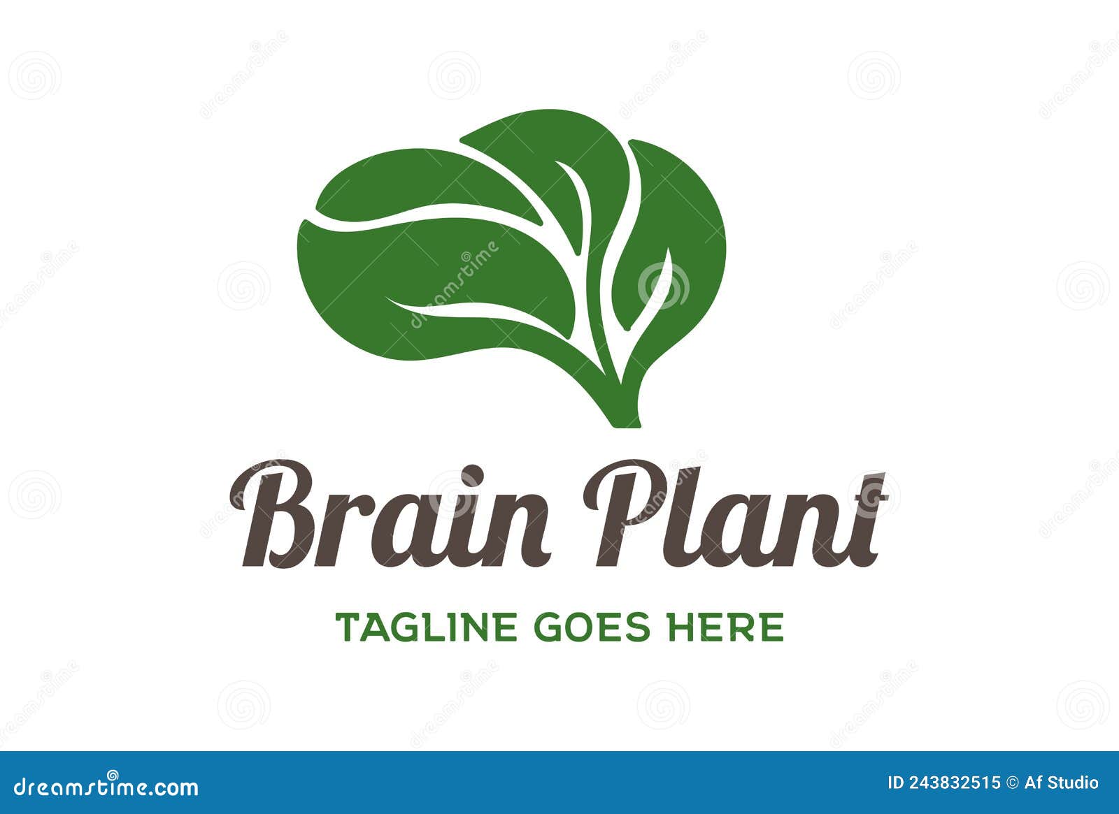 Green Brain Shape Leaf Plant for Environment Mind Intelligent Logo ...