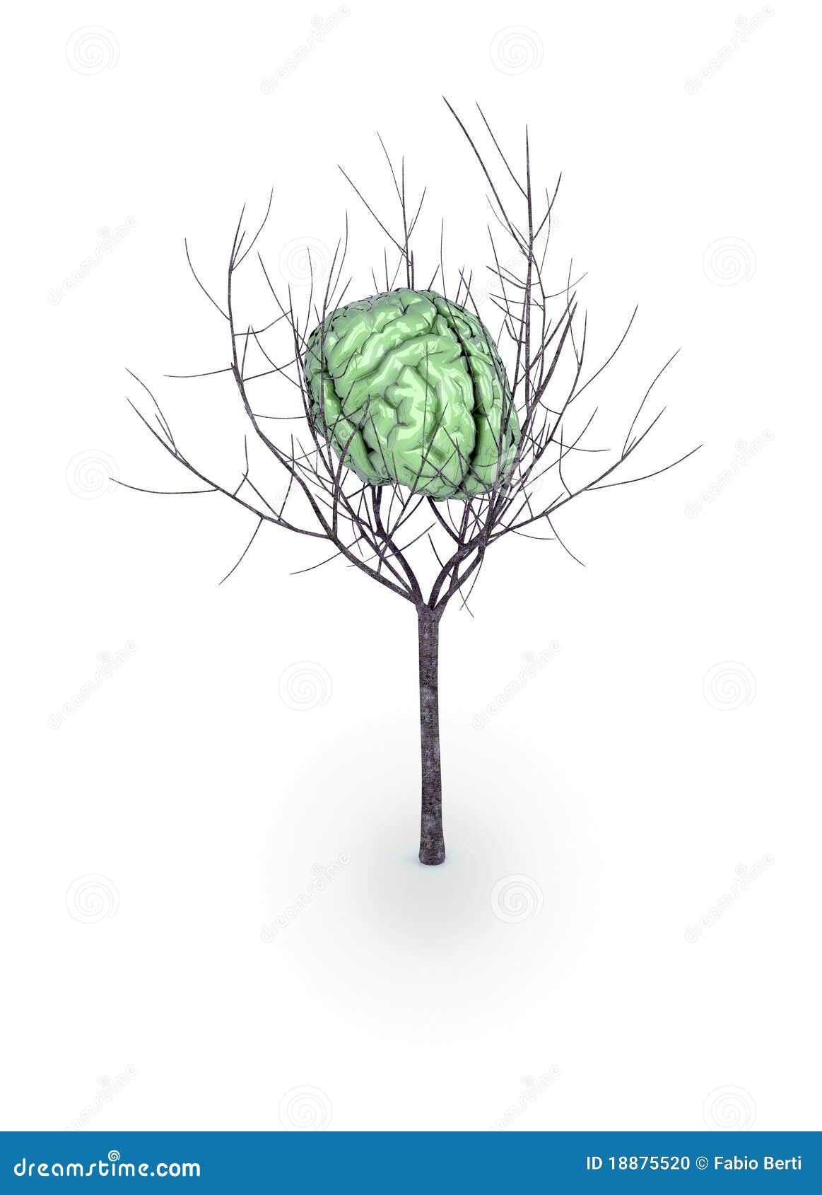 Green brain tree stock illustration. Illustration of intellectual ...