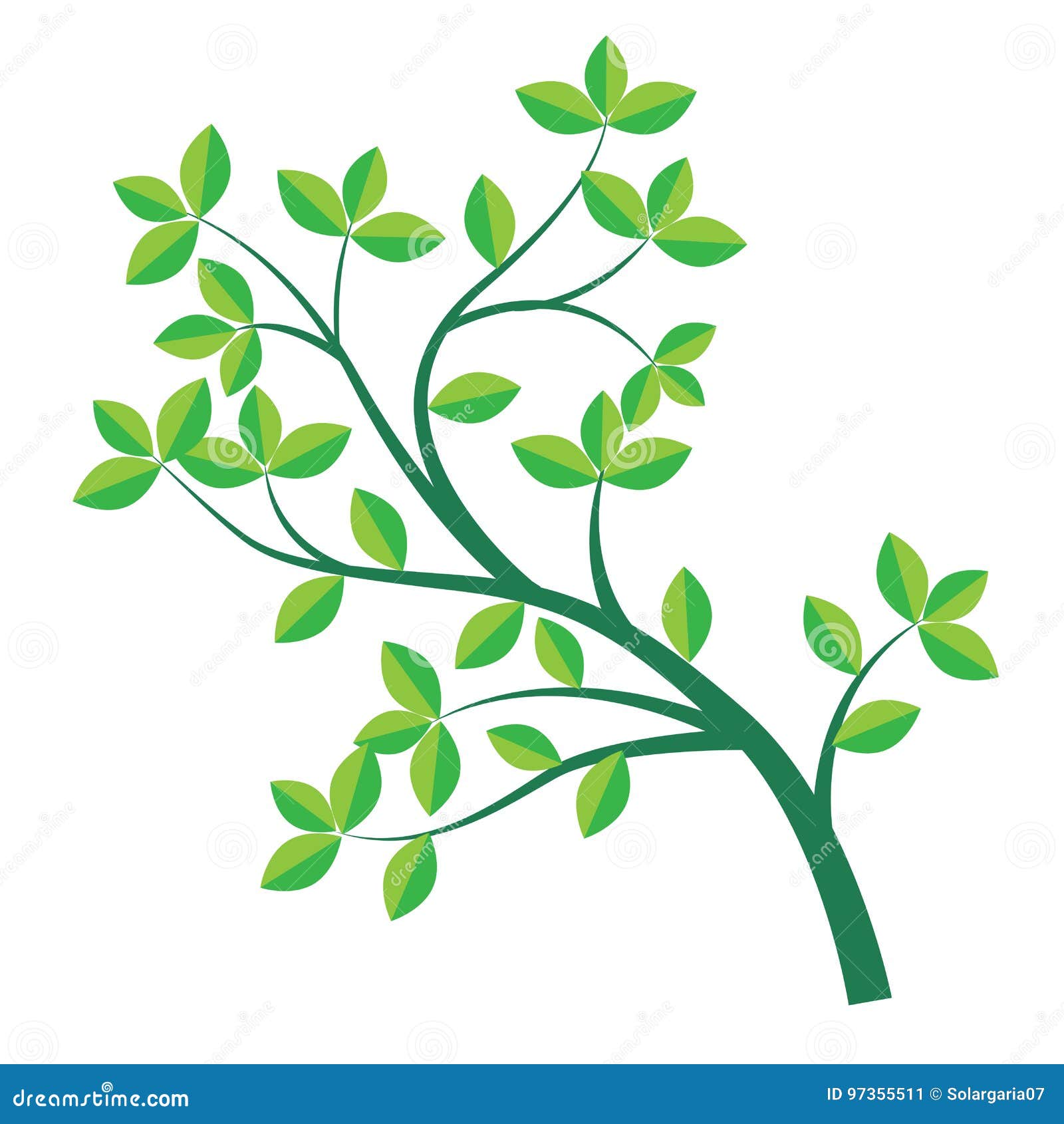 Green Branch and Leaf-Vector Illustration Stock Vector - Illustration ...