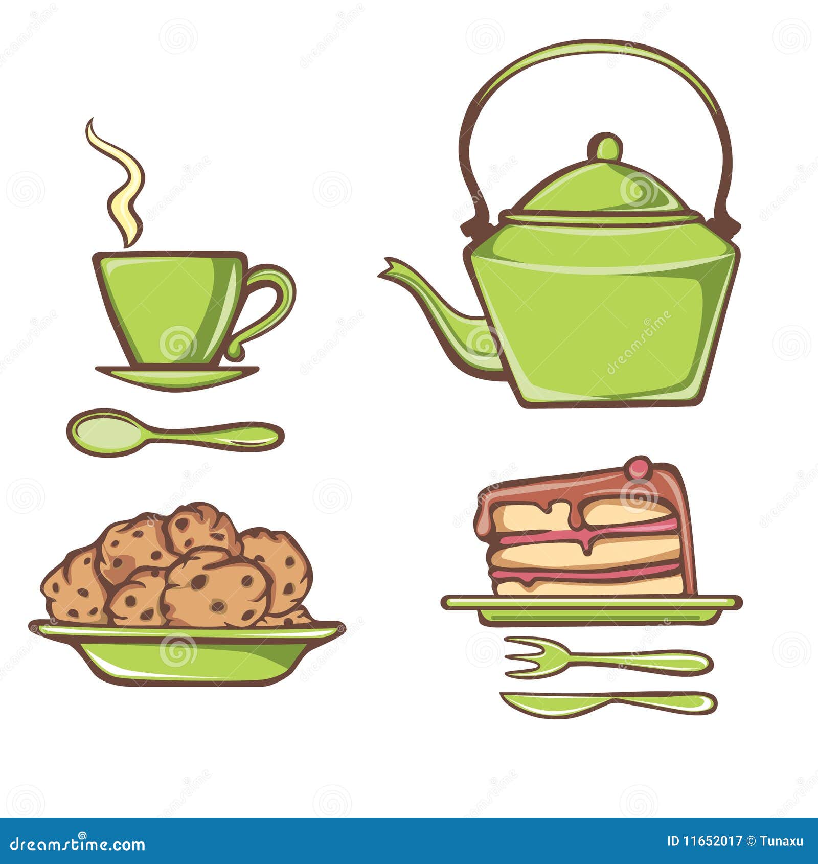 Breakfast Icon Cartoon Set With Various Products Vector Illustration ...