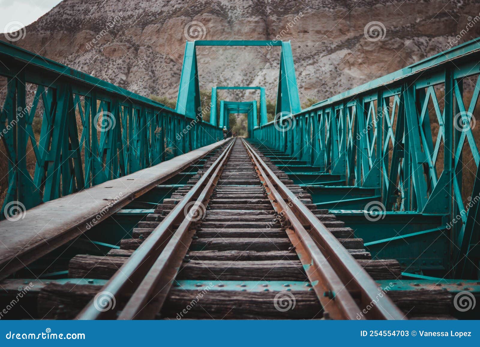 Green Bridge with Train Track Stock Image - Image of mountains, track ...