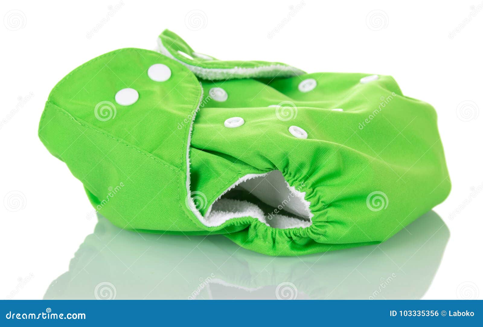 Green Modern Eco-friendly Diaper is on White. Stock Photo - Image of ...