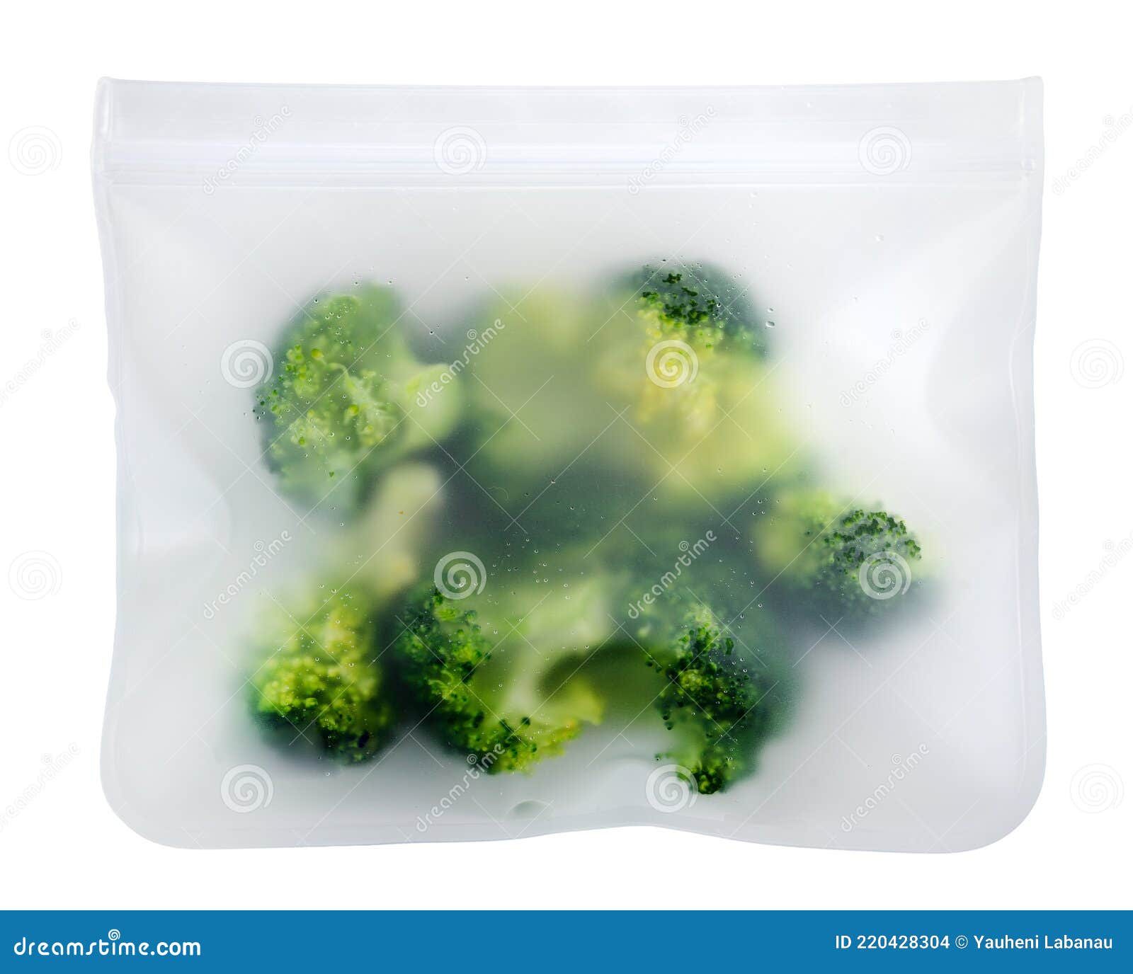 Green Broccoli in a Bag with You on a White Background Stock Photo ...