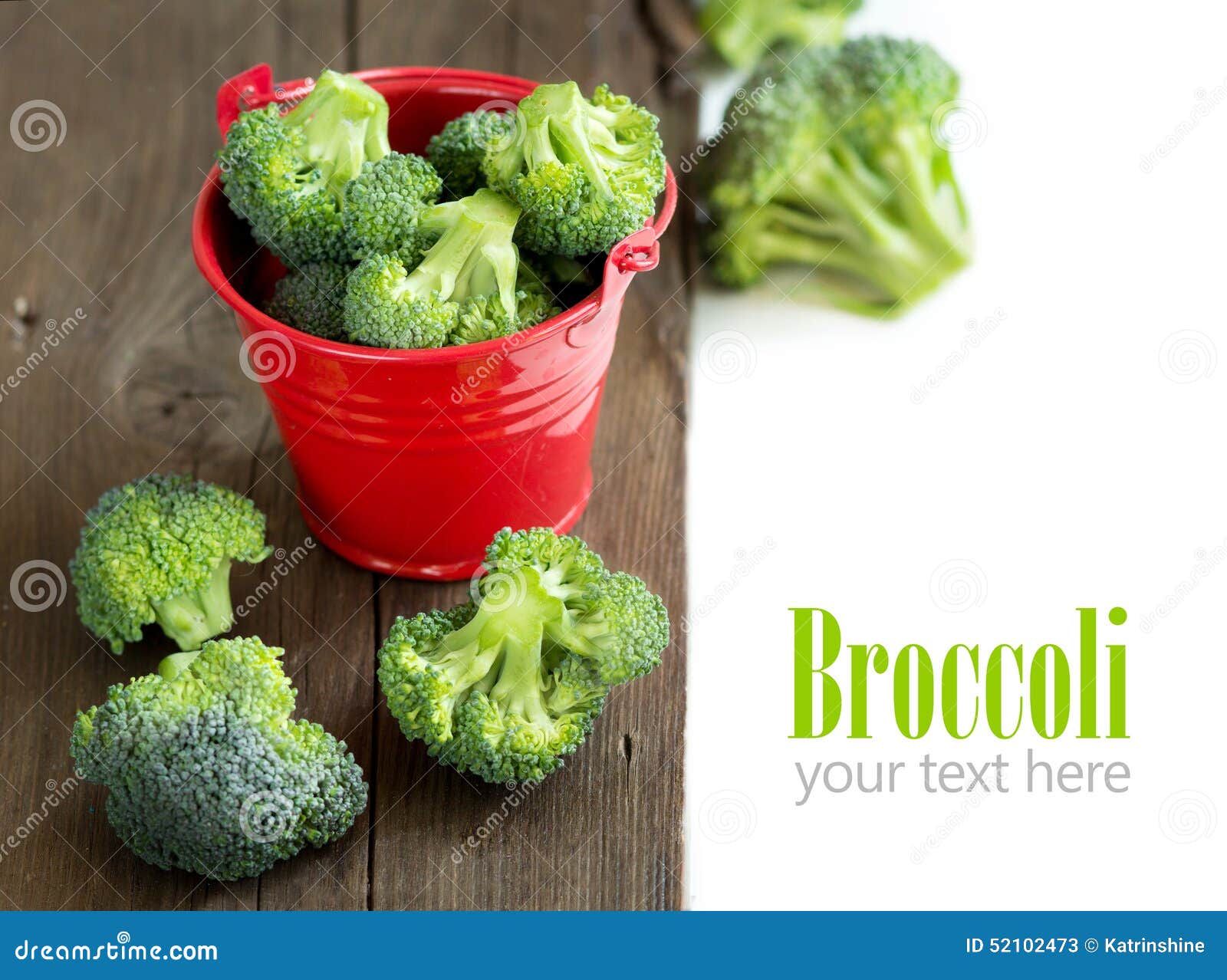 Green Broccoli in Red Bucket Stock Image - Image of retro, healthy ...