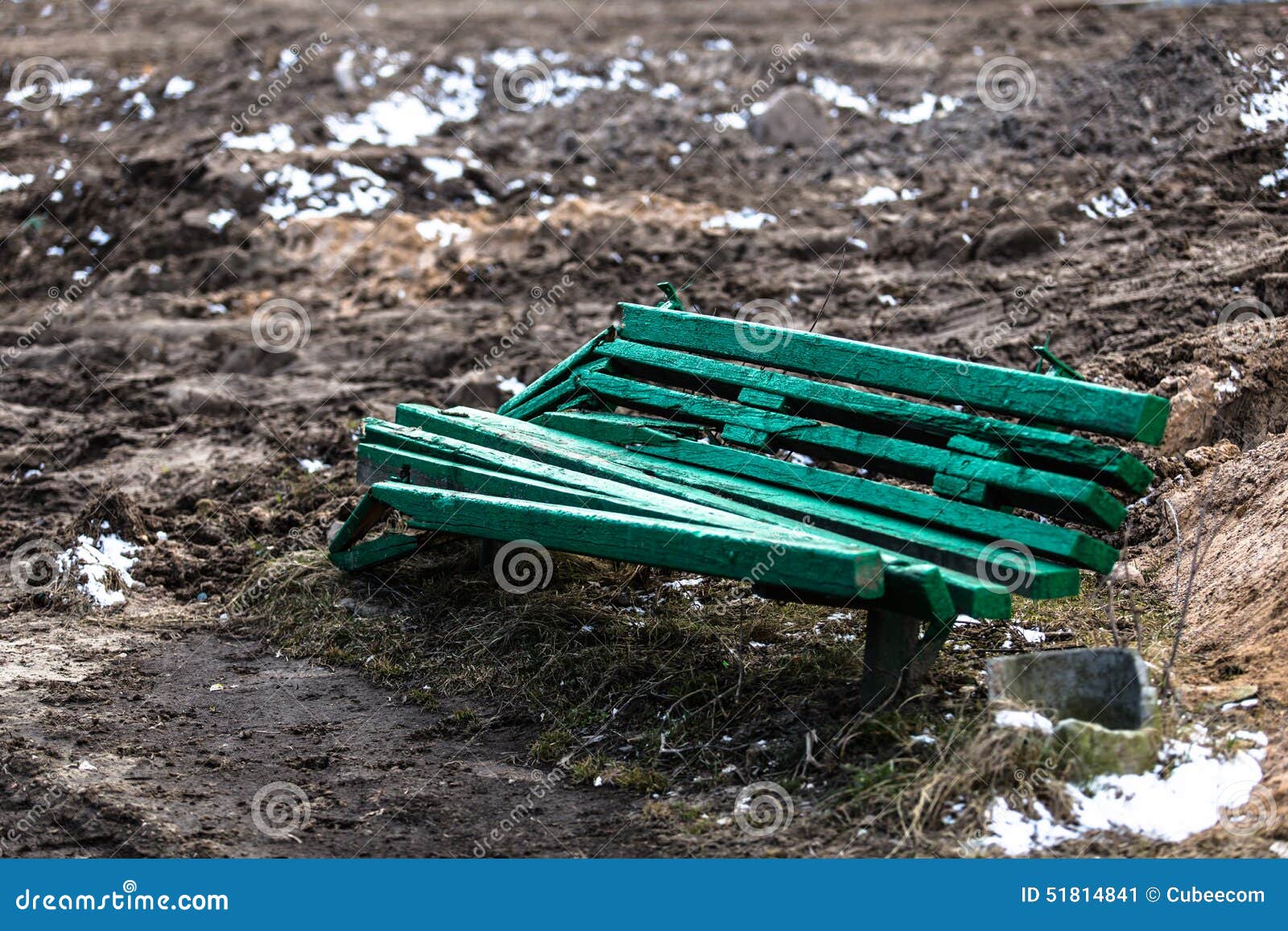 Green broken bench stock image. Image of cracked, outdoors - 51814841