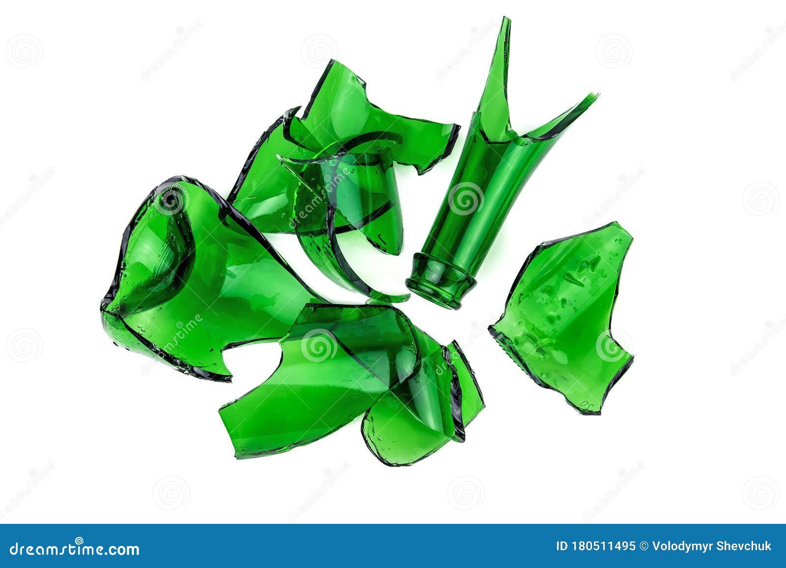 Green Broken Bottle on White Stock Image - Image of danger, bottle ...