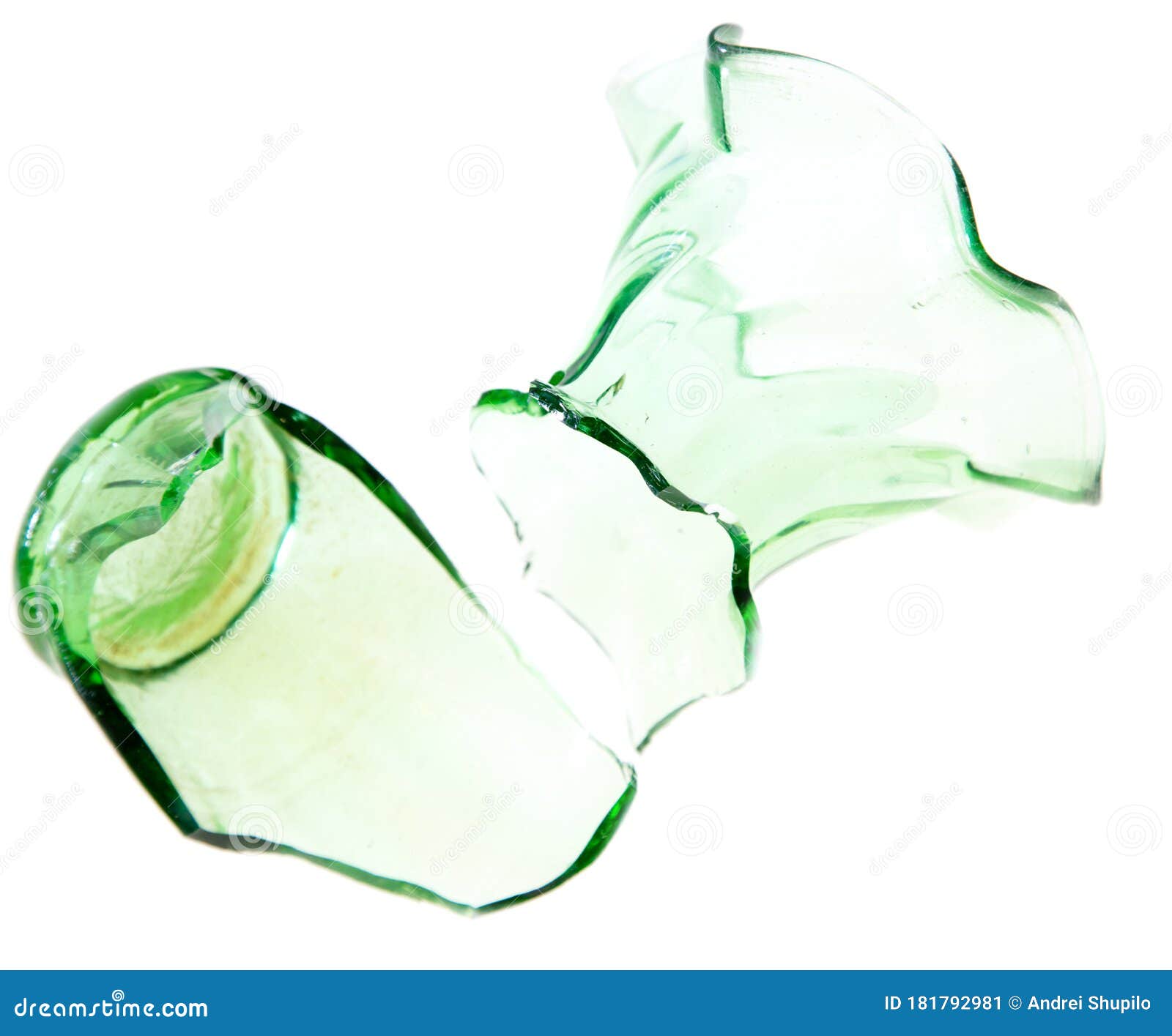 Green Broken Glass Isolated on White Background Stock Image - Image of ...