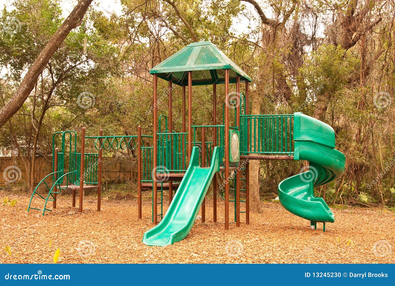 Green and Brown Playground in a Park Stock Photo - Image of leisure ...