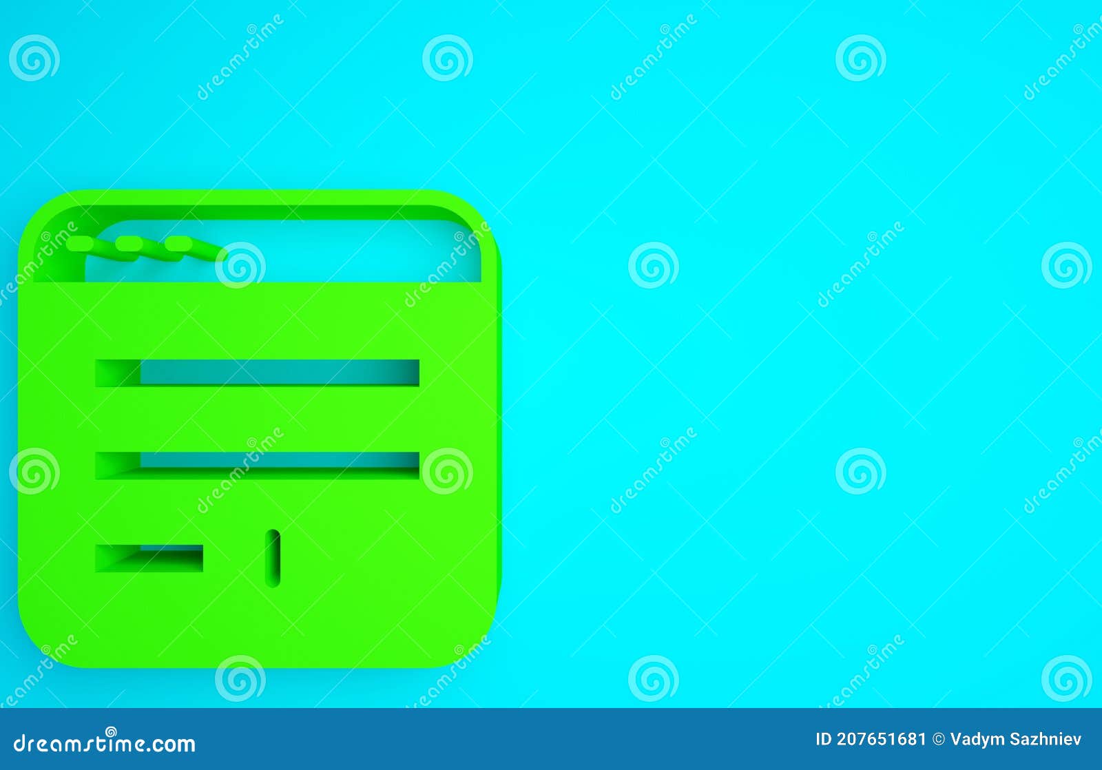 Green Browser Window Icon Isolated on Blue Background. Minimalism ...