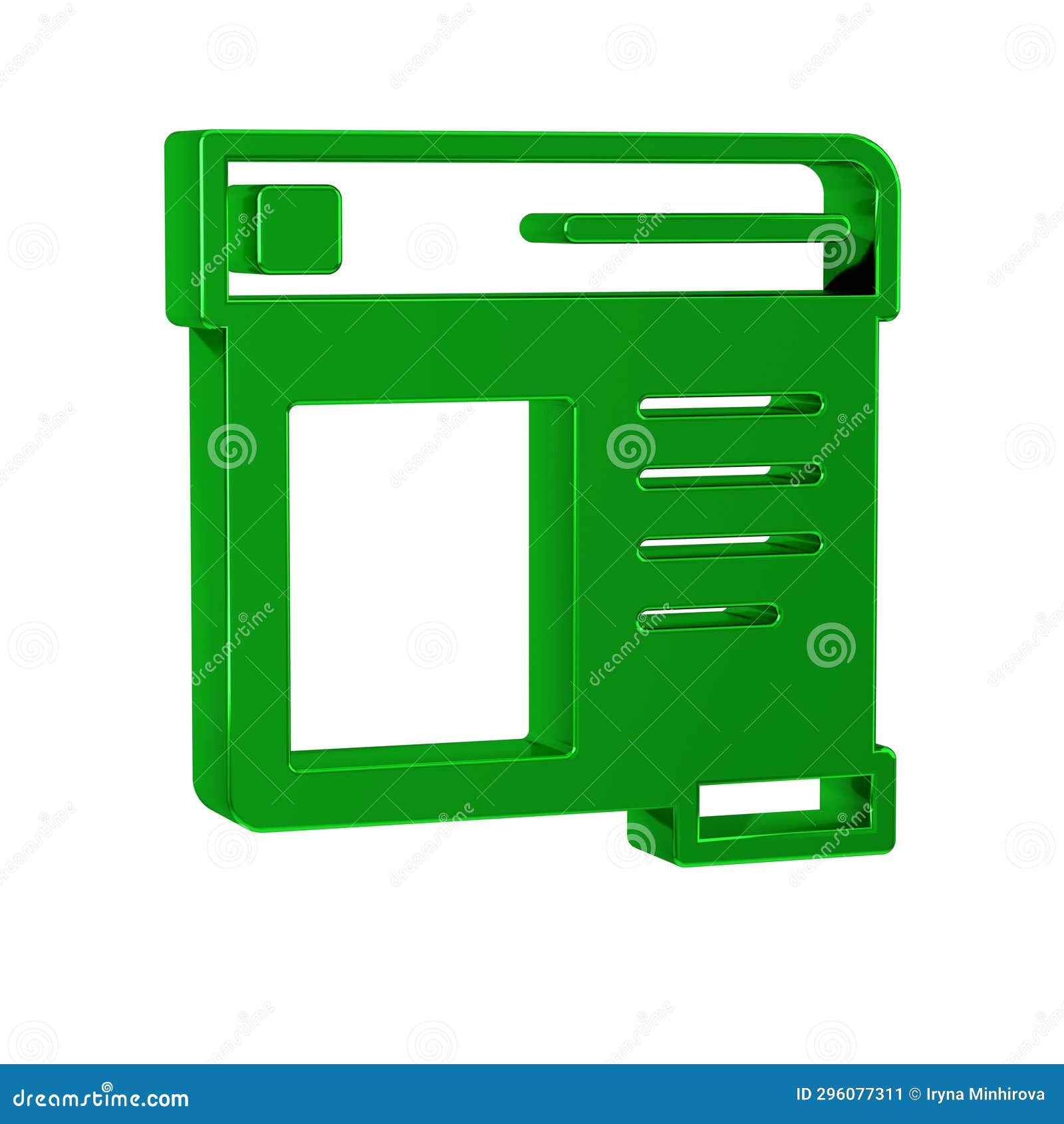 Green Browser Window Icon Isolated on Transparent Background. Stock ...