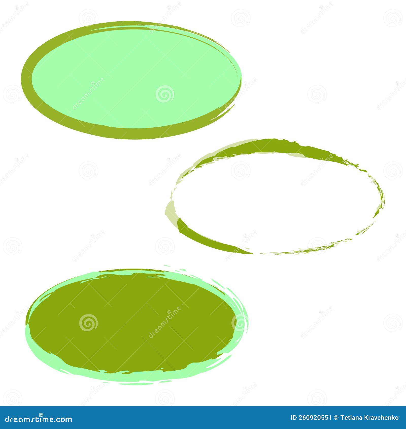 Green Brush Ovals. Hand Drawn Line Element. Circular Frame. Vector ...