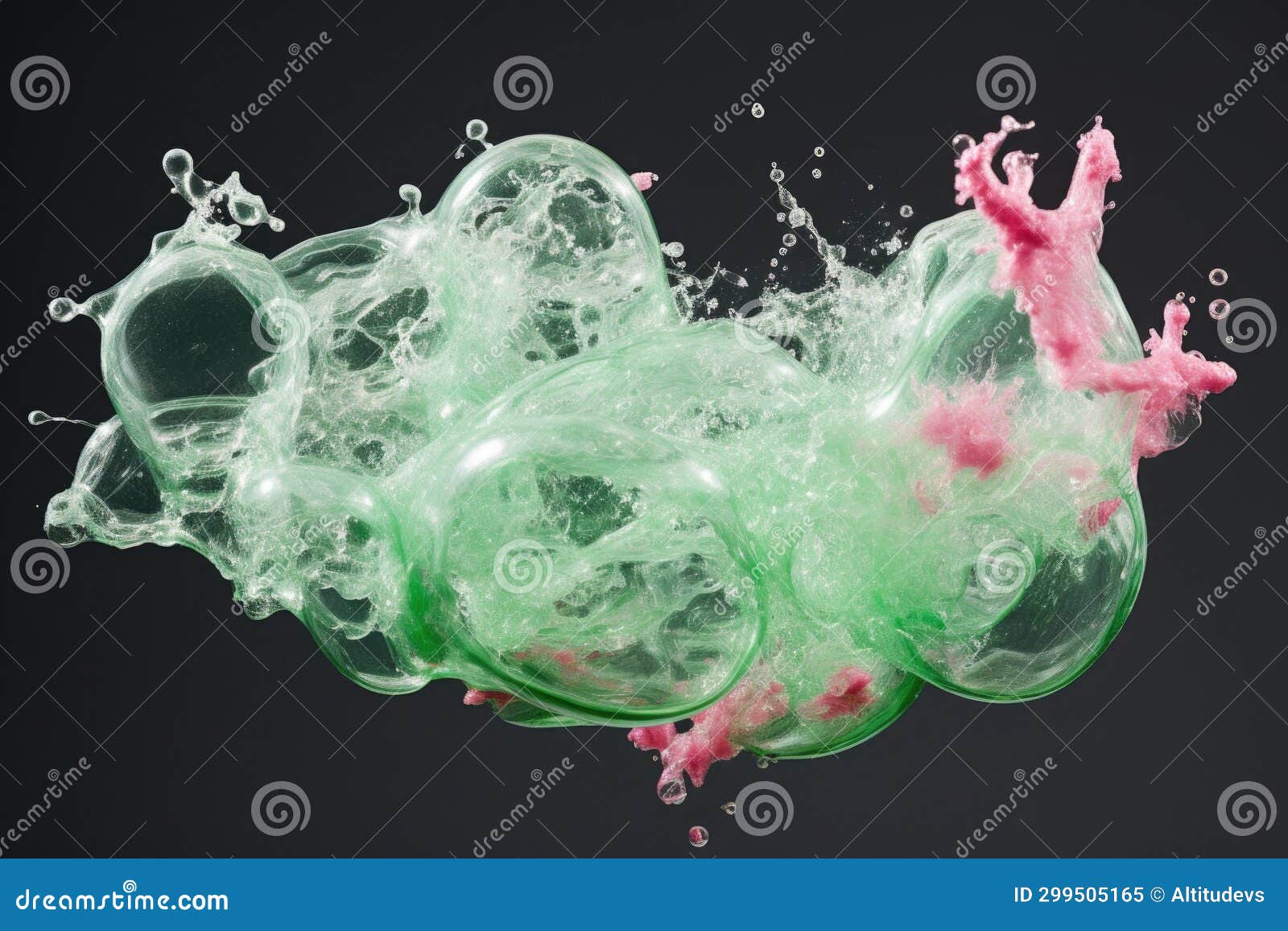 Green Bubble Gum Bubble Bursting, Captured in High-speed Sequence Stock ...