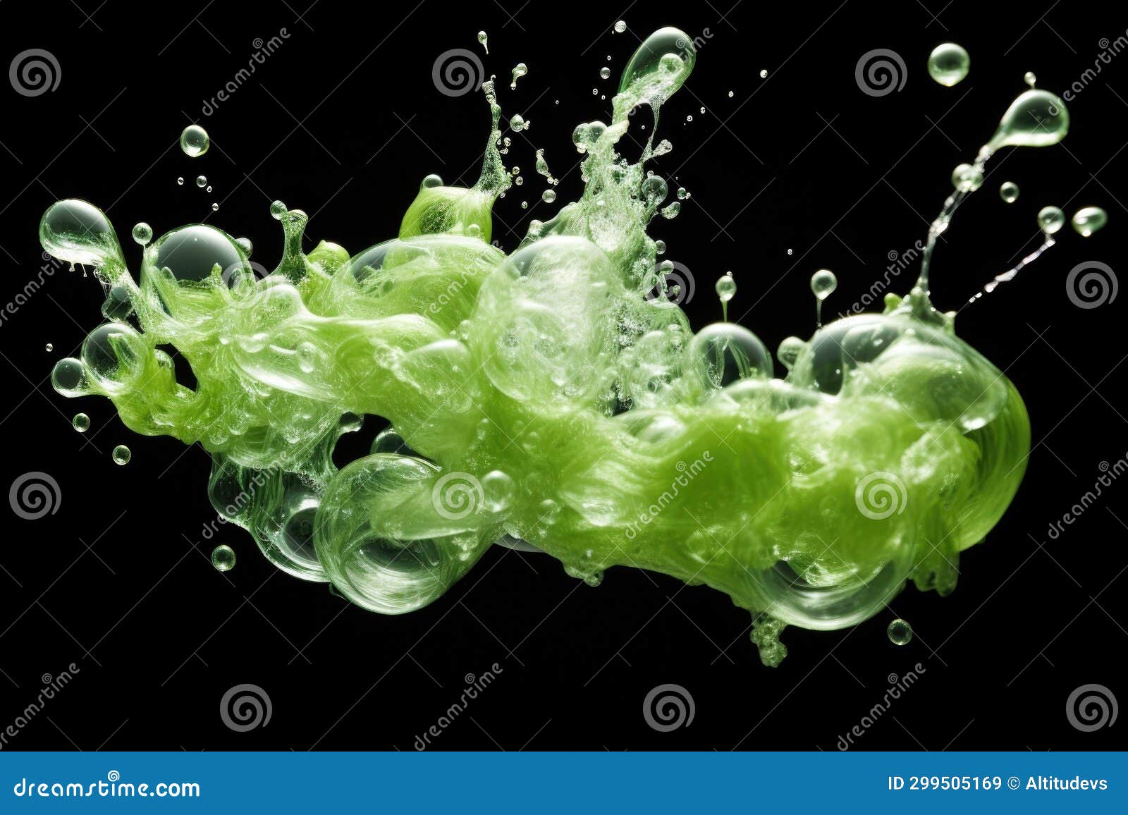 Green Bubble Gum Bubble Bursting, Captured in High-speed Sequence Stock ...