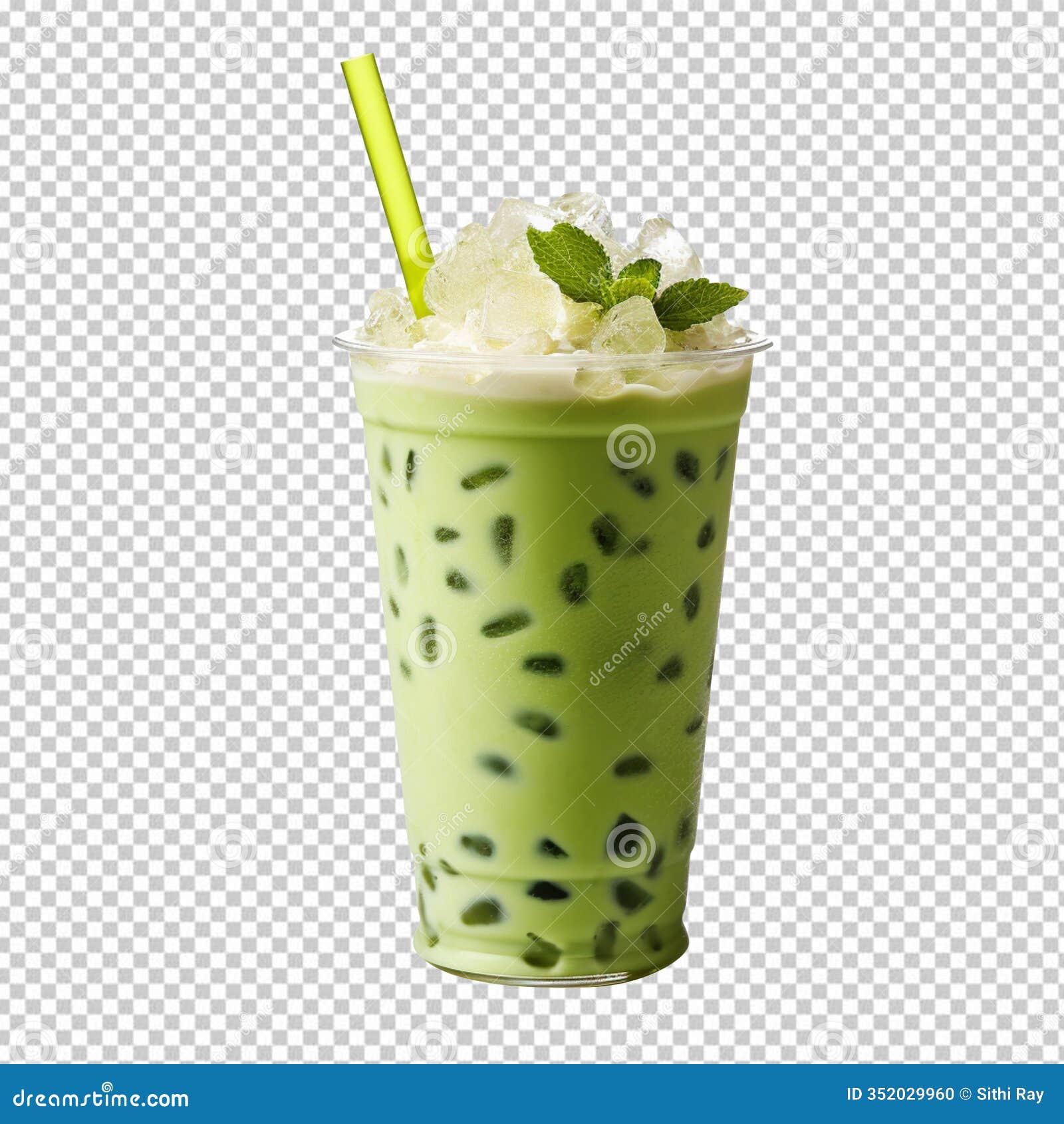 Green Bubble Tea Isolated on Transparent Background Stock Illustration ...