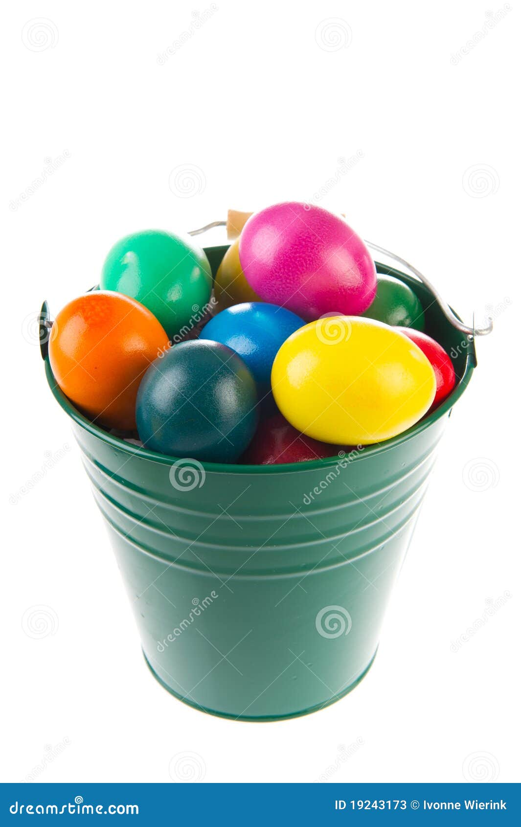 Green bucket easter eggs stock image. Image of colorful - 19243173
