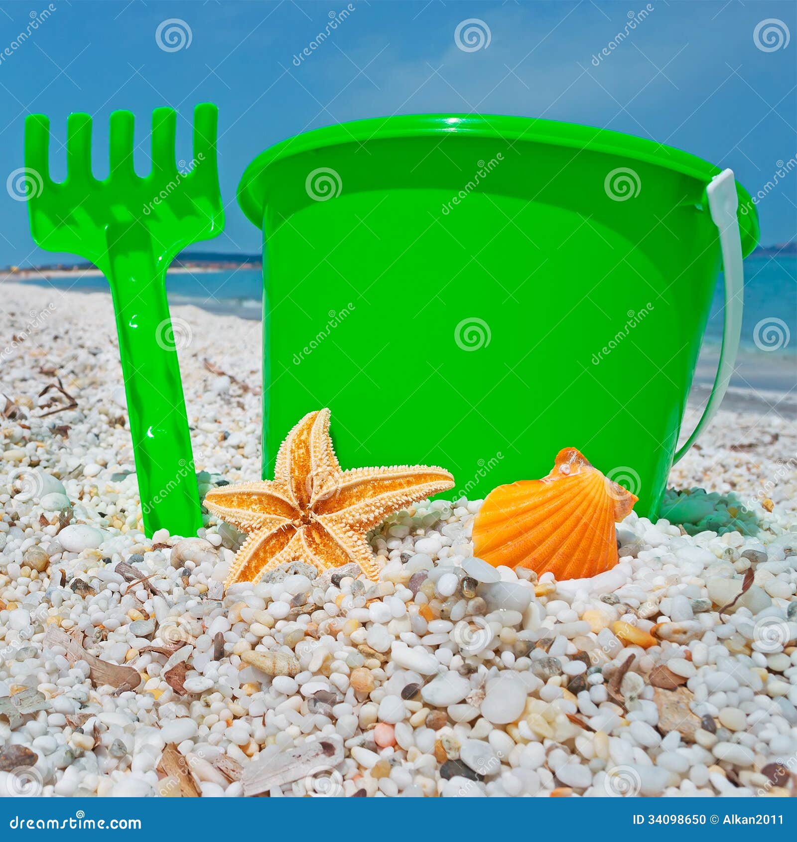 Green bucket and shell stock photo. Image of coast, sardegna - 34098650