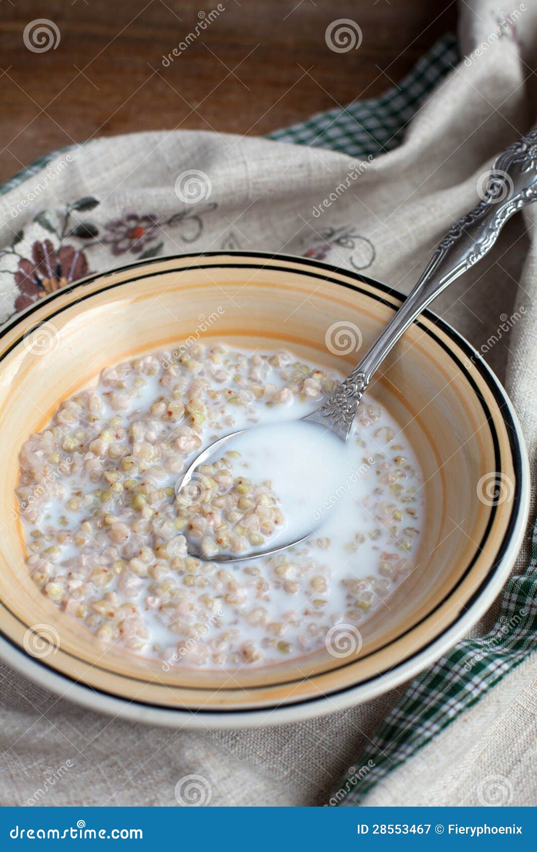 Green Buckwheat Groats with Milk Stock Image - Image of closeup, meal ...