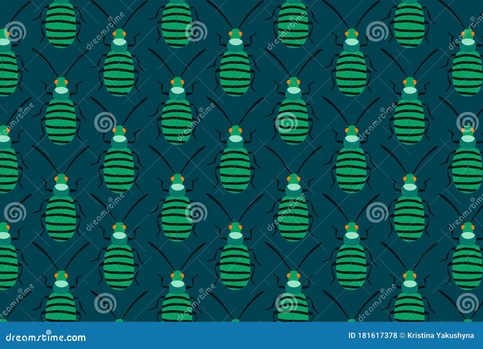 Green Bug Pattern on Green. Insects Dark Background Stock Illustration ...