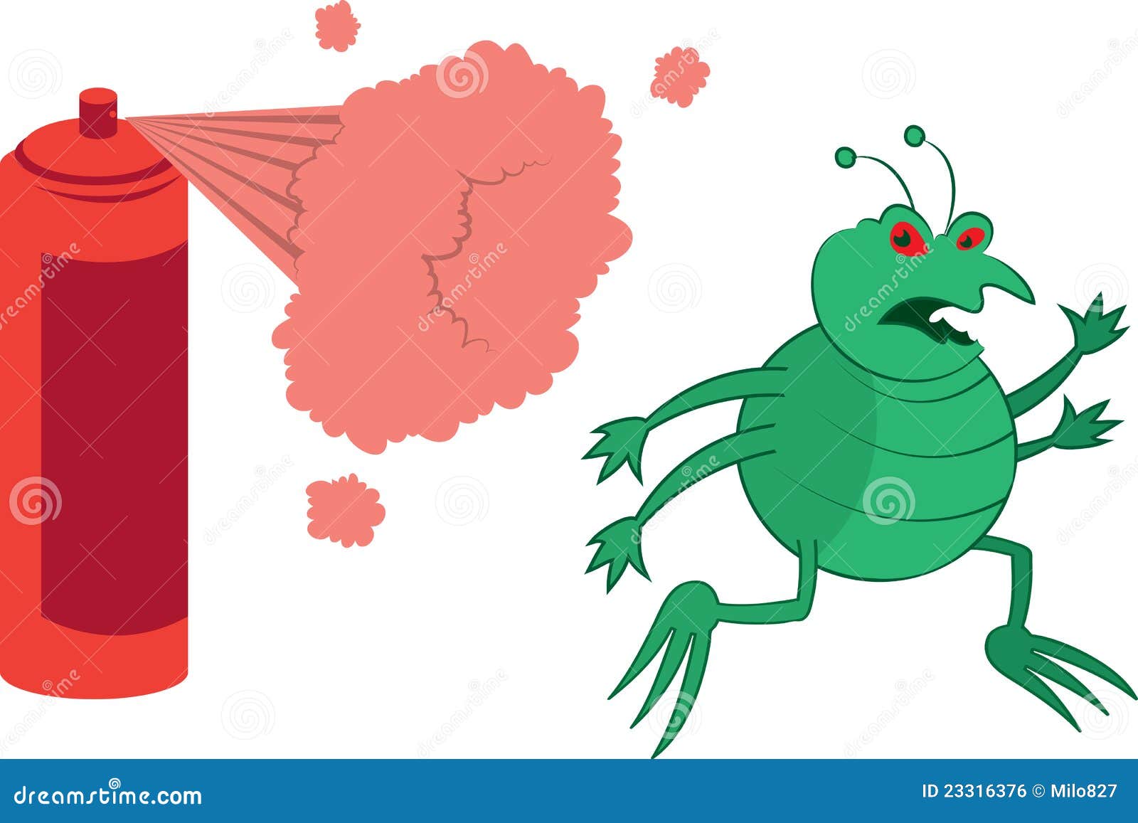 Green Bug Sprayed stock vector. Illustration of afraid - 23316376