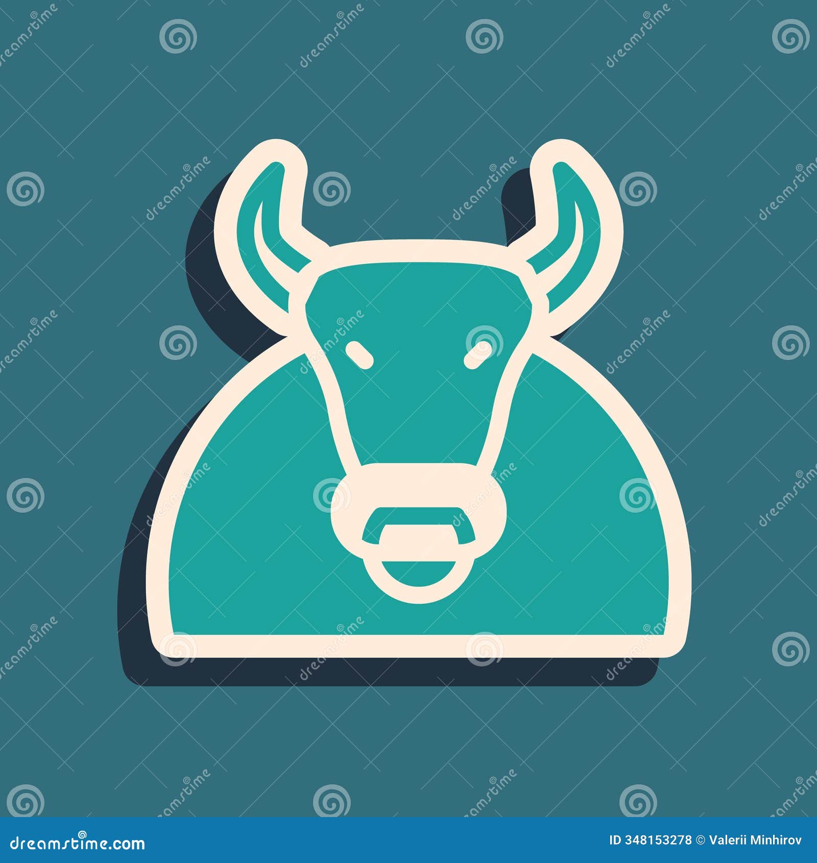 Green Bull Icon Isolated on Green Background. Spanish Fighting Bull ...