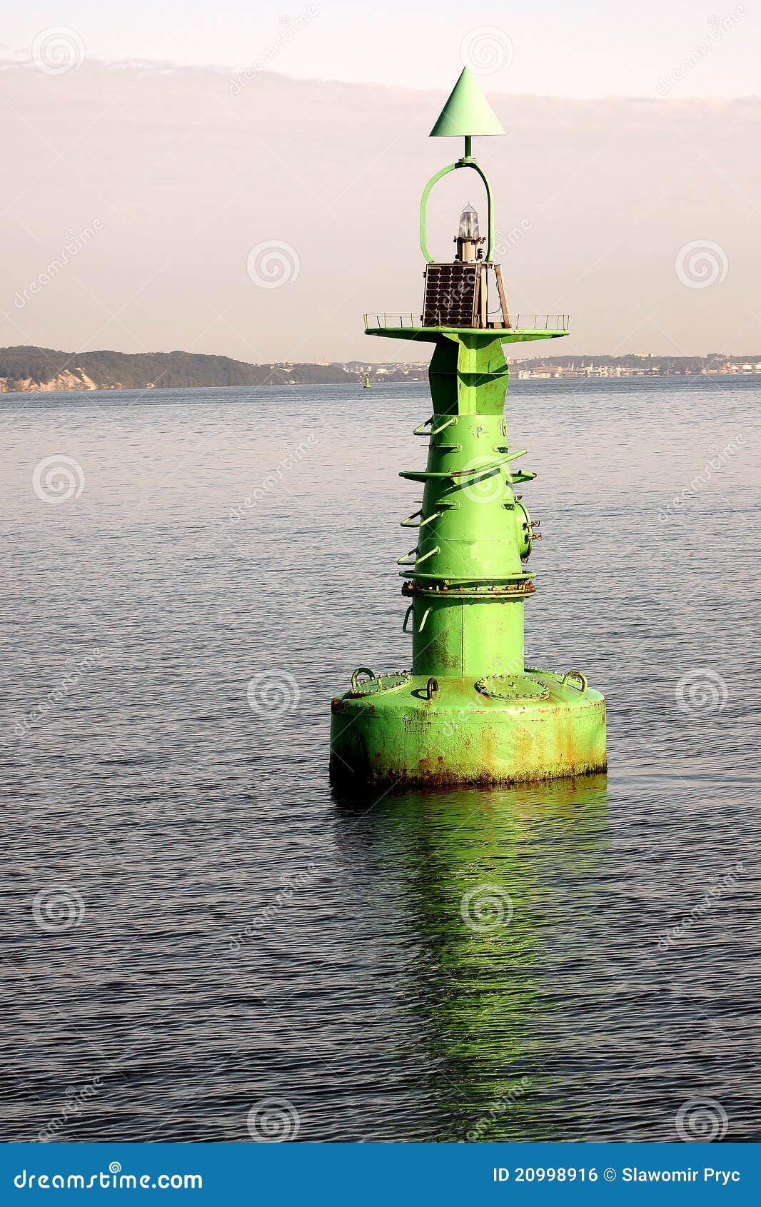 The Green Buoy on the Water Stock Photo - Image of output, protection ...