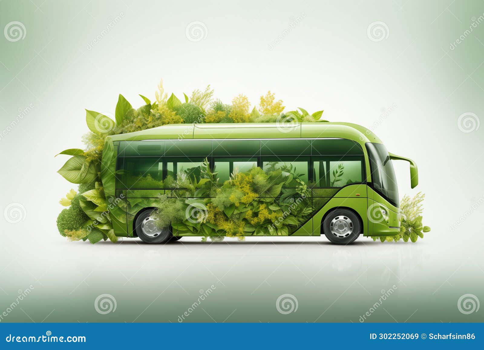 Green Bus Powered by Clean Carbon Neutral Energy Stock Image - Image of ...