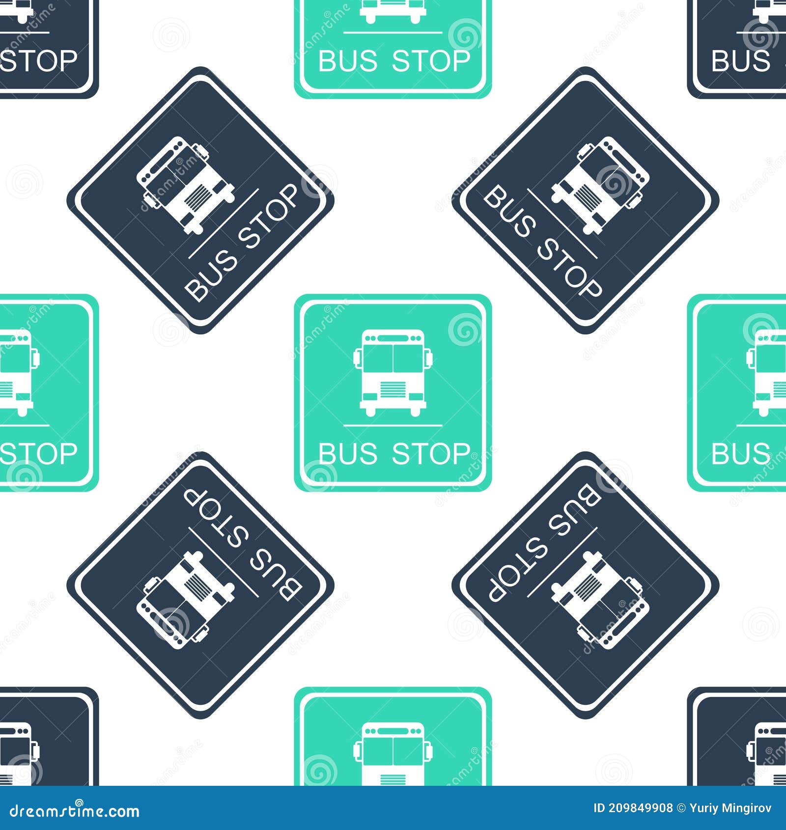 Green Bus Stop Icon Isolated Seamless Pattern on White Background ...