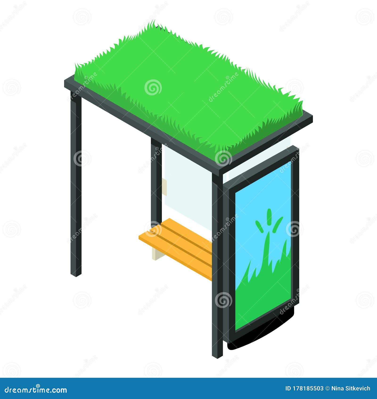 Green Bus Stop Icon, Isometric Style Stock Vector - Illustration of ...