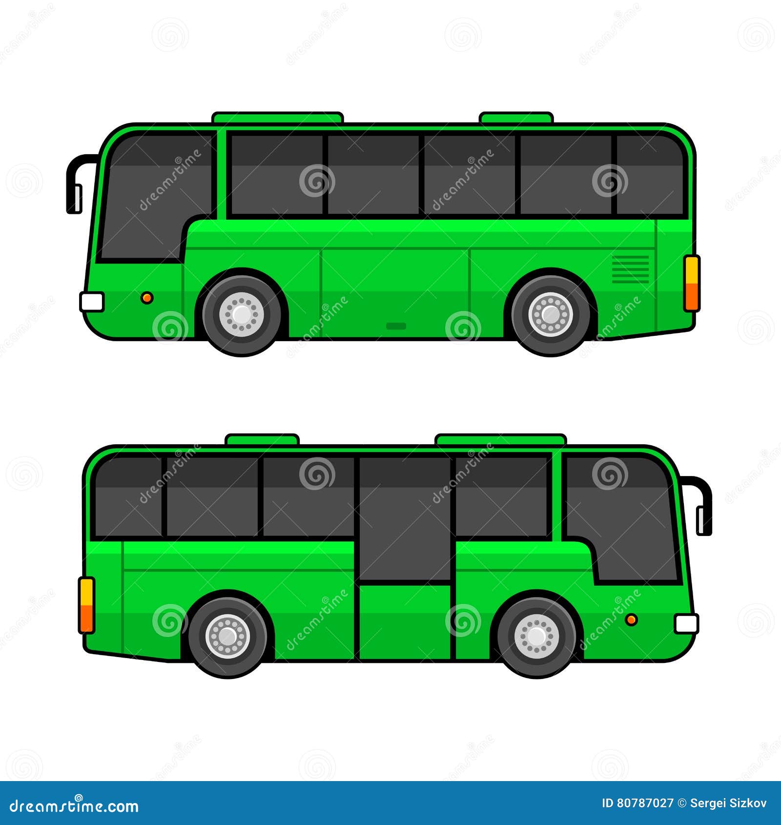 Green Bus Template Set on White Background. Vector Stock Vector ...