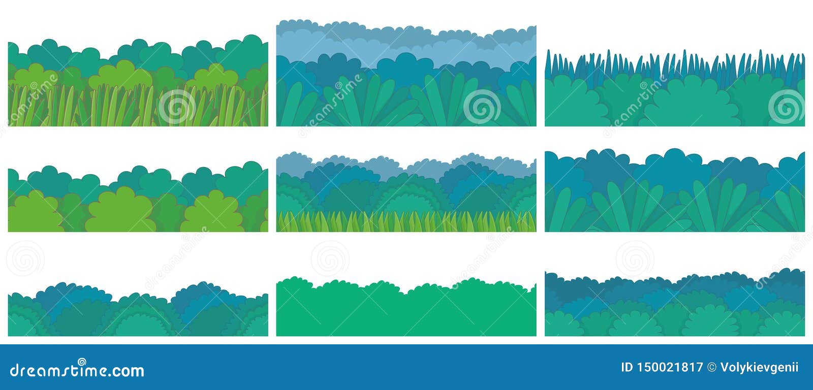 Green bush Border Set stock vector. Illustration of leaf - 150021817