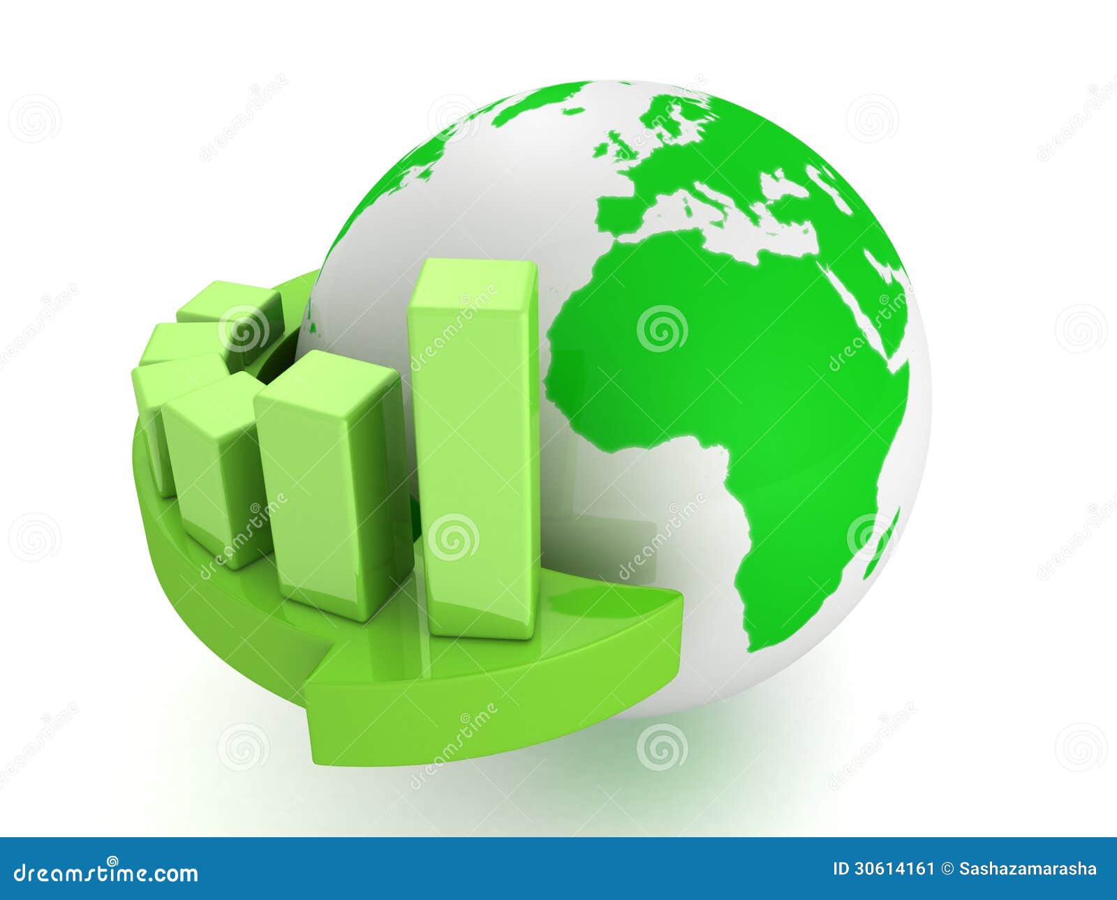 Green Business Graph on Arrow Around Earth Globe Stock Illustration ...