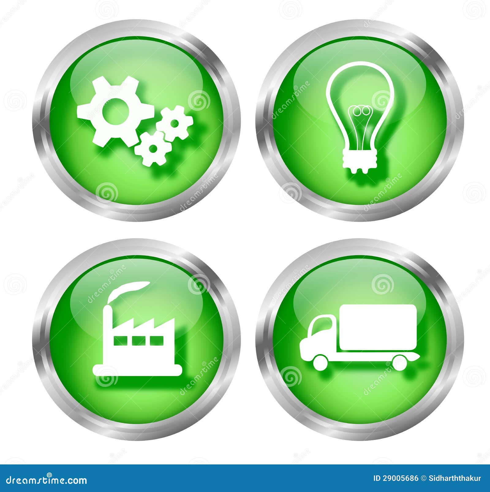 Green Business Icon Buttons Stock Illustration - Illustration of ...