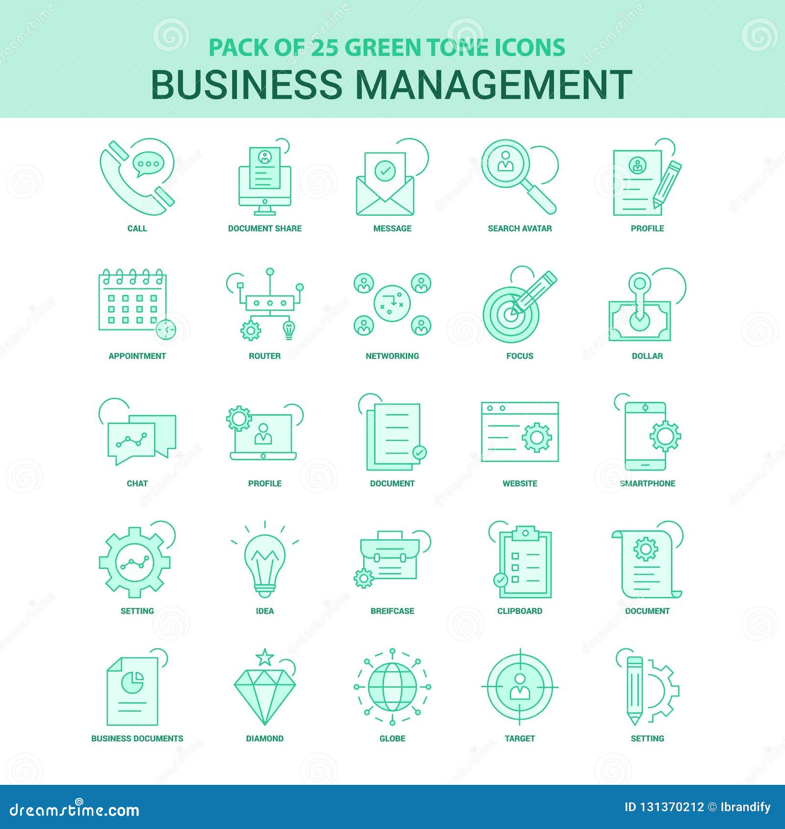 25 Green Business Management Icon Set Stock Vector - Illustration of ...