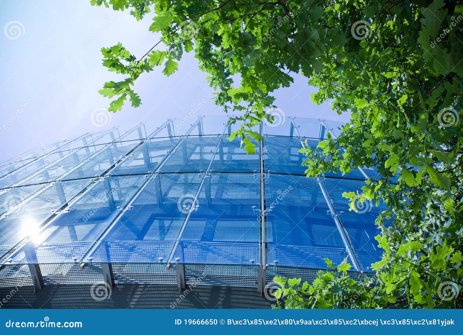 Green Business Office Building Stock Photo - Image of glass, window ...
