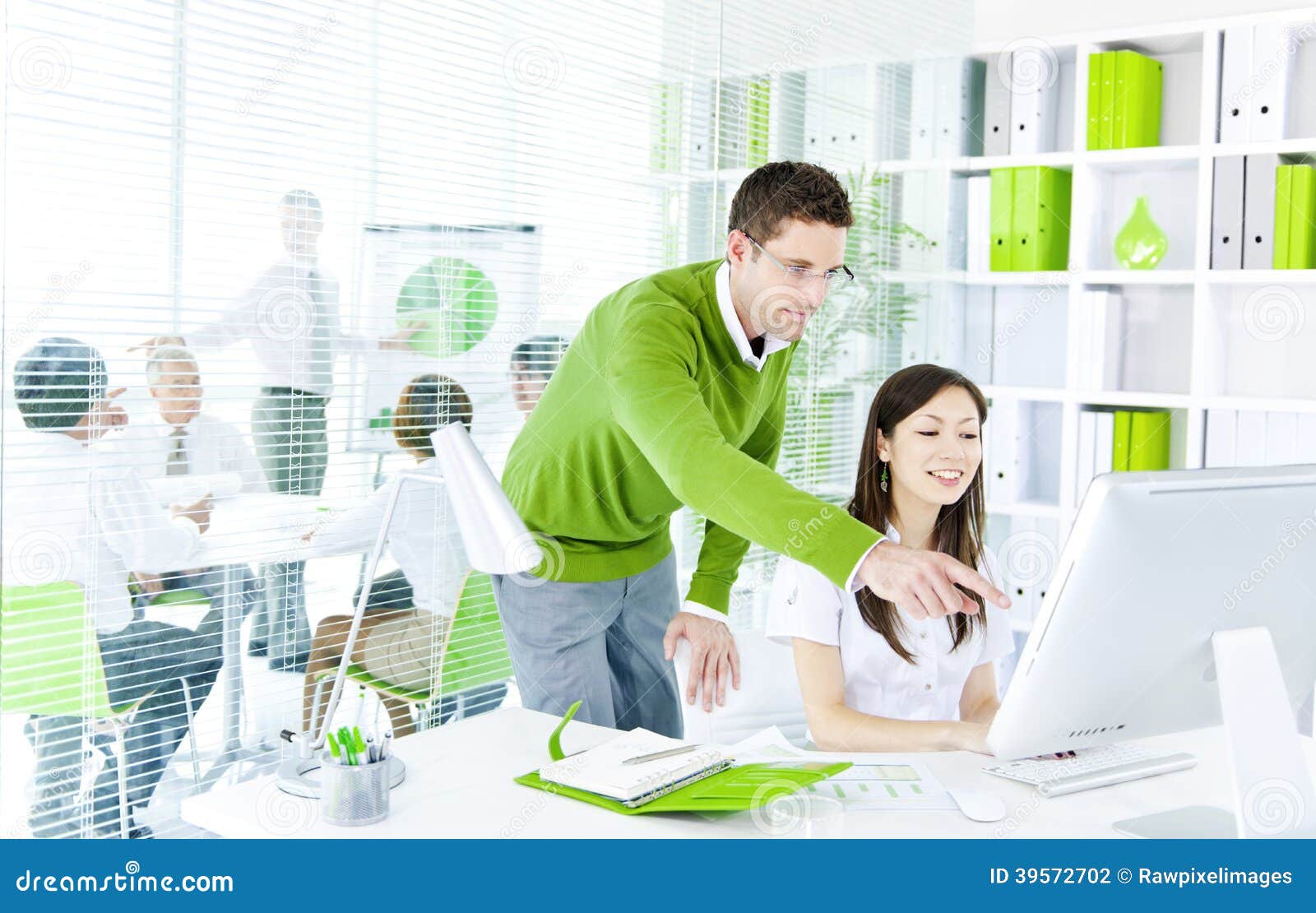 Green Business Partnership Working on Computer Stock Photo - Image of ...