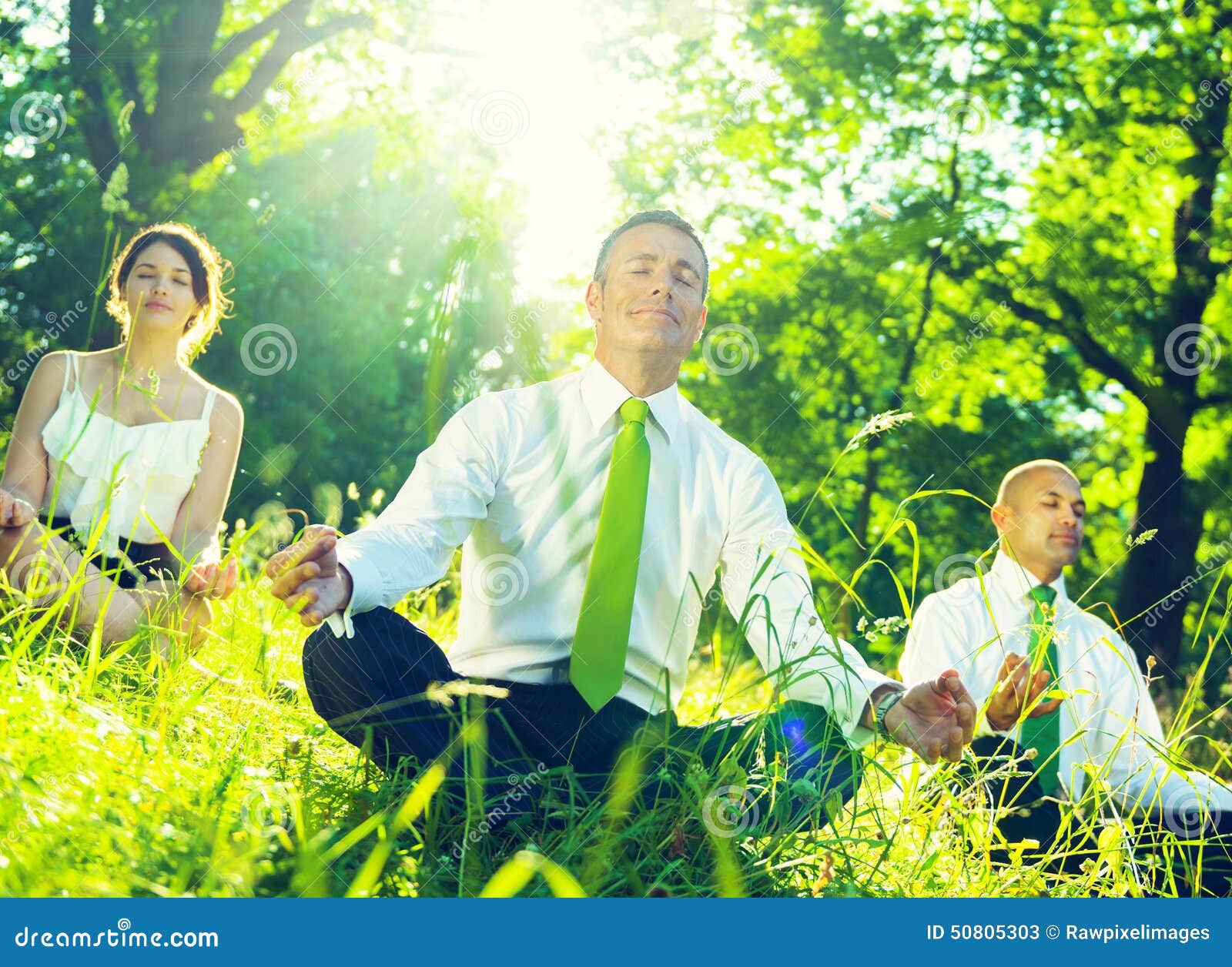 Green Business Team Environmental Meditating Concept Stock Image ...