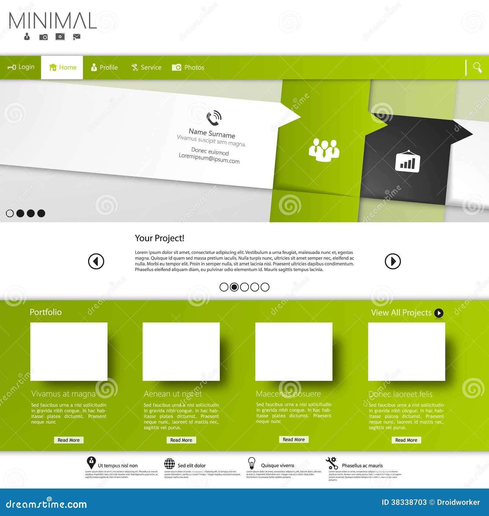 Green Business Website Template Stock Vector - Illustration of mail ...