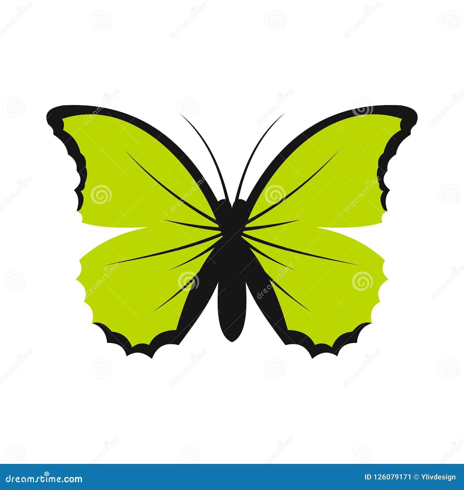 Green Butterfly Icon, Flat Style Stock Illustration - Illustration of ...