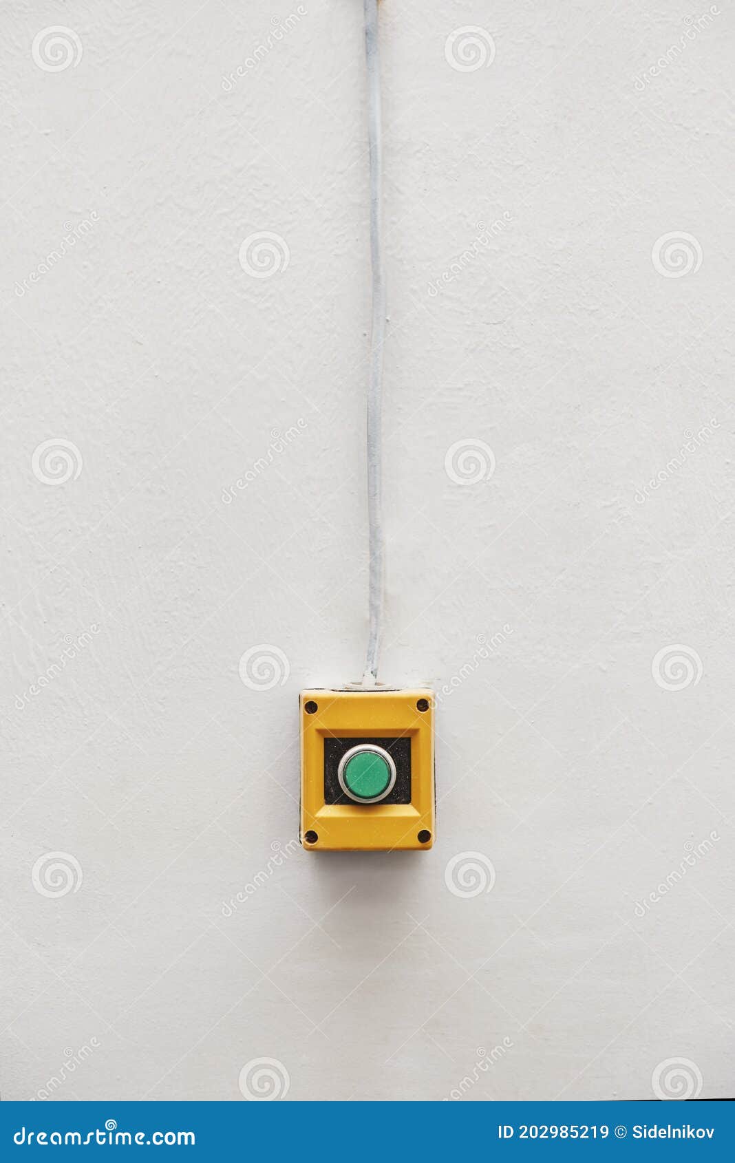 Green Button Installed for Push Start or Stop Machine Isolated on White ...