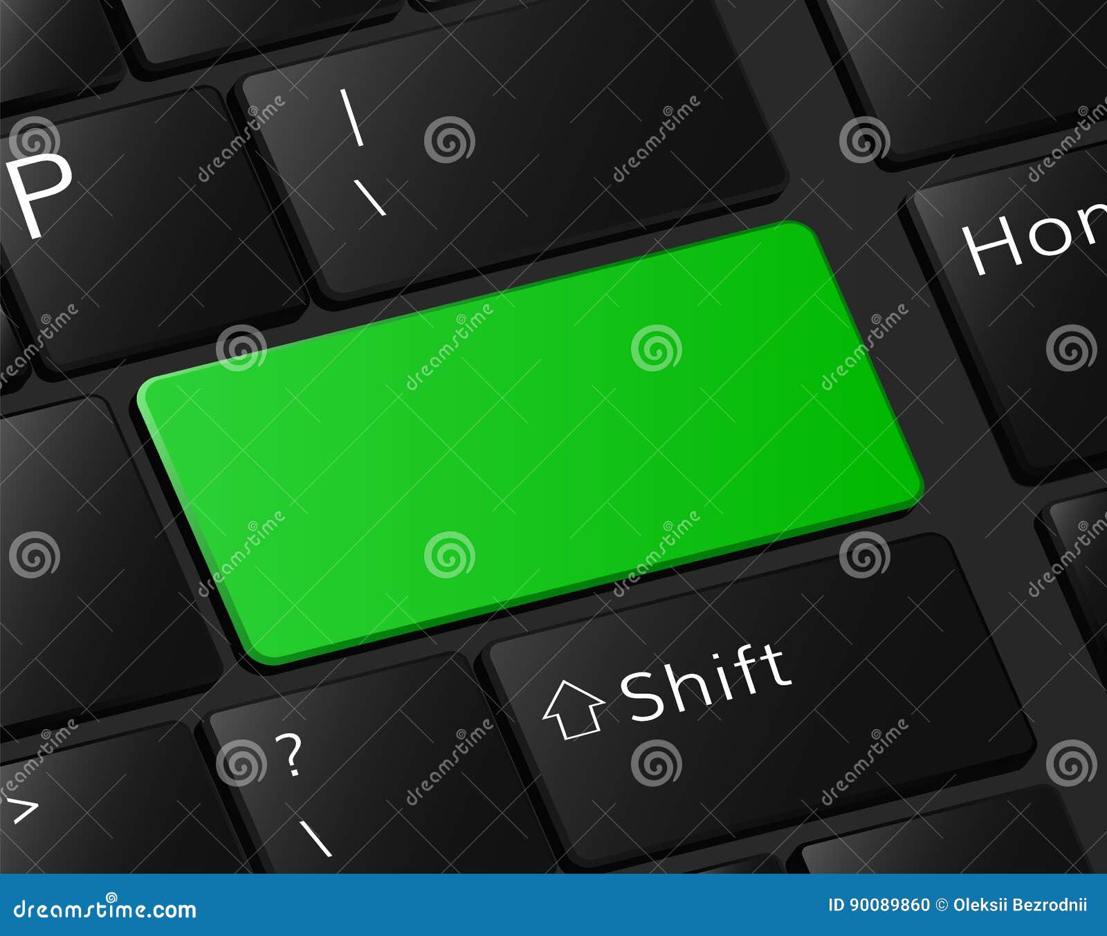 Green Button on Keyboard Macro Illustration Empty Blank Stock Vector ...