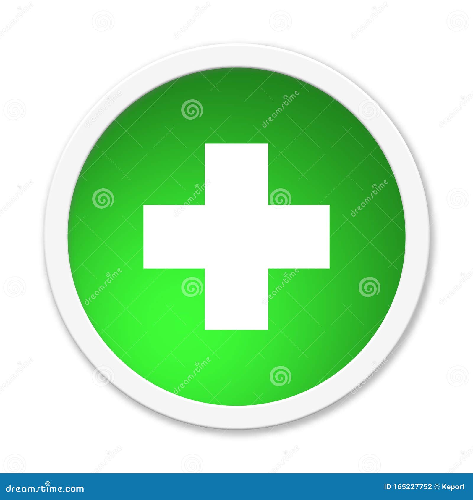 Green Button and Plus or Cross Icon with White Color Stock Illustration ...