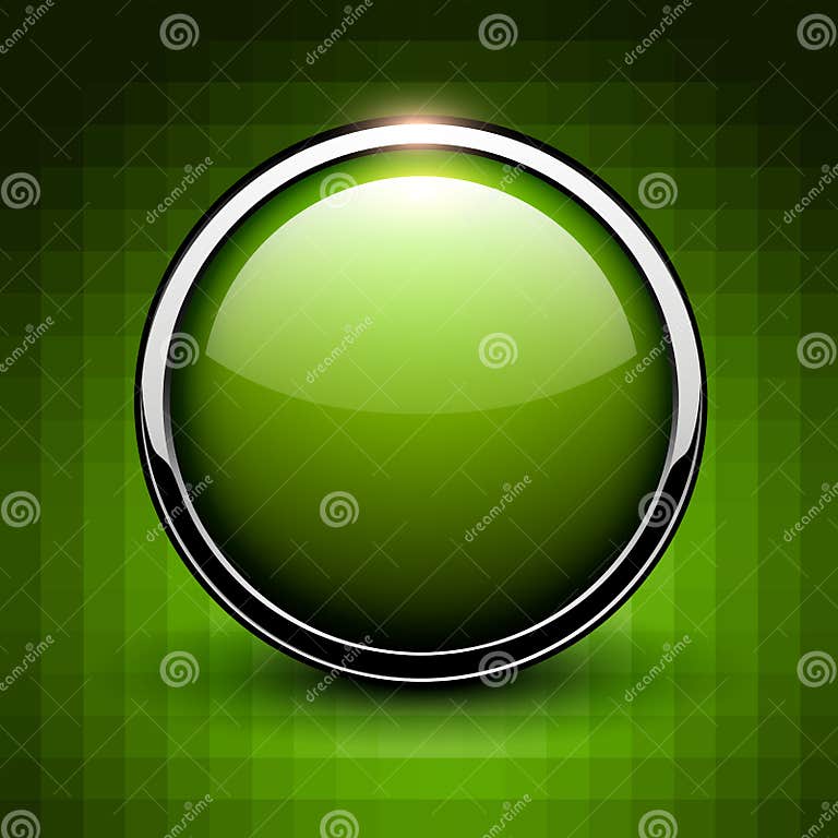 Green Button Shiny Metallic Stock Vector - Illustration of idea ...