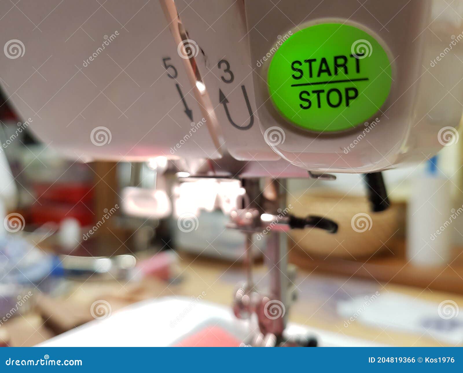 `Start` Button on the Sewing Machine Stock Photo - Image of machine ...