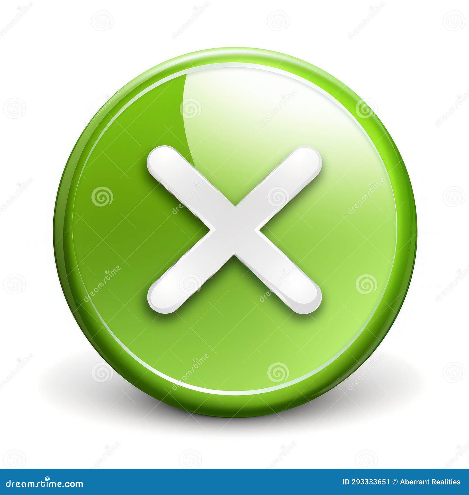 A Green Button with an X Symbol on it Stock Illustration - Illustration ...