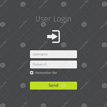 Green Button User Login Page Stock Vector - Illustration of template ...